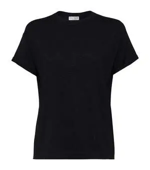 Brunello Cucinelli Cashmere-silk-blend T-shirt - Black