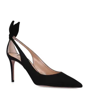 AQUAZZURA Suede Bow Tie 85 Pumps - Black
