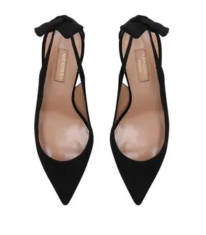 AQUAZZURA Suede Bow Tie 85 Pumps - Black