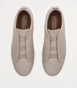 Zegna Shearling Triple Stitch Secondskin Sneakers - Grey