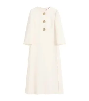 Valentino Garavani Virgin Wool-silk Midi Dress - Ivory