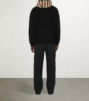 Burberry Cotton Check-trim Hoodie - Black