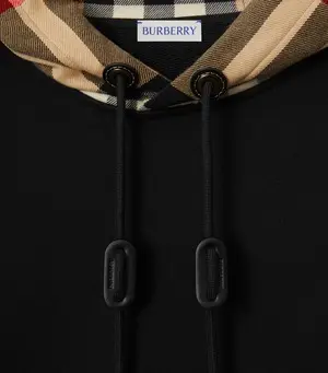 Burberry Cotton Check-trim Hoodie - Black