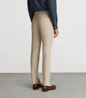 Dunhill Wool-blend Straight Leg Denim Trousers - Beige