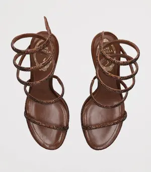Rene Caovilla Satin Embellished Cleo Sandals - Brown