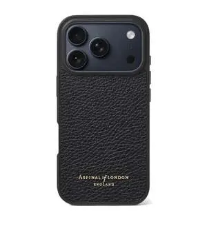 ASPINAL OF LONDON Grained Leather Iphone 17 Pro Case - Black