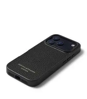 ASPINAL OF LONDON Grained Leather Iphone 17 Pro Case - Black