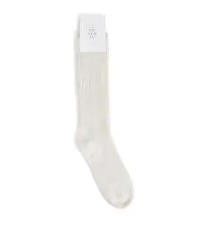 Eleventy Wool-blend Ribbed Socks - White