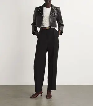 Sandro Leather Belt With Chain Buckle - Brown