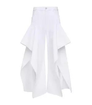 Alaïa Ruffled Split Jeans - White