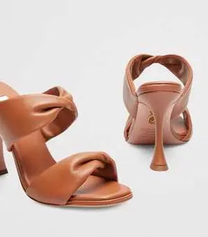 AQUAZZURA Leather Twist Heeled Sandals - Beige