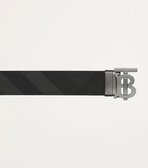 Burberry Leather Check Reversible Belt - Grey