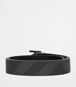 Burberry Leather Check Reversible Belt - Grey