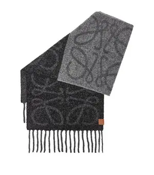 Loewe Alpaca-blend Anagram Scarf - Grey