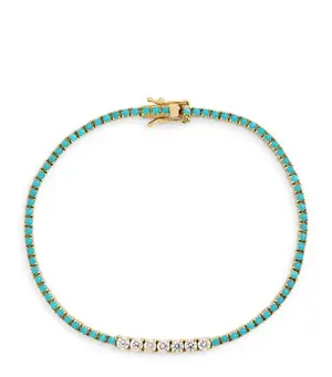 JENNIFER MEYER Yellow Diamond And Turquoise Tennis Bracelet - Gold