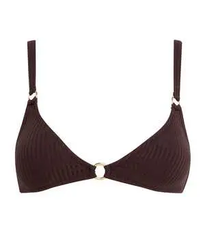 Melissa Odabash Ribbed Montenegro Triangle Bikini Top - Brown