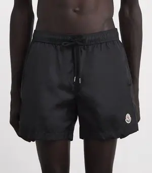 Moncler Logo Appliqué Swim Shorts - Black