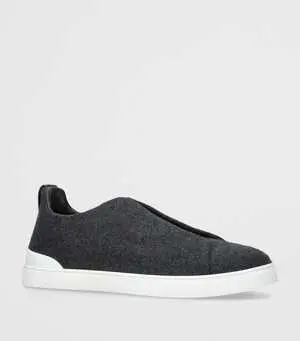 Zegna Oasi Cashmere Triple Stitch Sneakers - Grey
