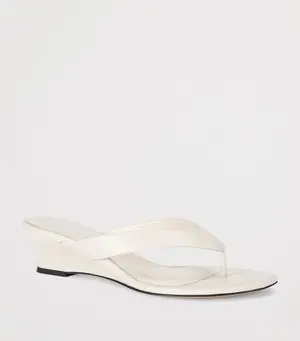 Le Monde Beryl Leather Micro Wedge Sandals 40 - White