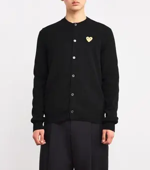 Play Comme Des Garcon Wool Heart Cardigan