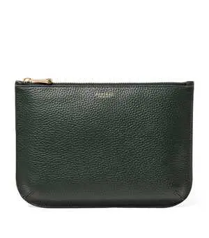 ASPINAL OF LONDON Large Leather Ella Pouch - Green