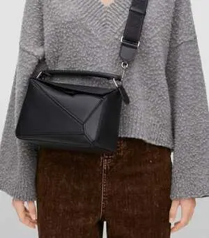 Loewe Leather Puzzle Edge Top-handle Bag - Black