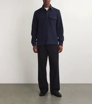 Isaia Wool-cashmere Overshirt - Navy