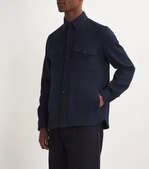 Isaia Wool-cashmere Overshirt - Navy