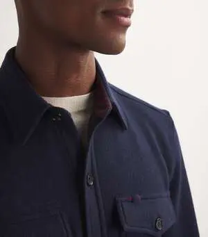 Isaia Wool-cashmere Overshirt - Navy
