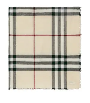 Burberry Wool Wide Check Scarf Beige