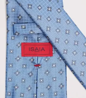 Isaia Silk Jacquard Tie - Blue