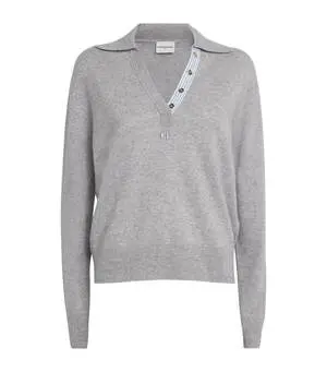 Claudie Pierlot Wool-cashmere Polo Sweater - Grey
