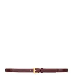 Saint Laurent Calf Leather Belt With Trapezoid Buckle - Burgundy