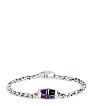 Tateossian Sterling Silver French Cross Chain Bracelet - Black
