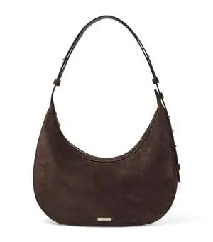 ASPINAL OF LONDON Suede Hudson Crescent Cross-body Bag - Brown