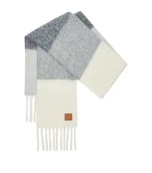 Loewe Alpaca-wool-blend Jacquard Stripe Scarf - Grey