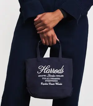 Harrods Embroidered Logo Tote Bag - Navy