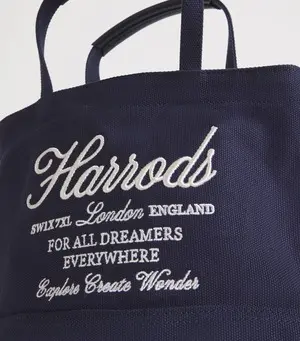 Harrods Embroidered Logo Tote Bag - Navy