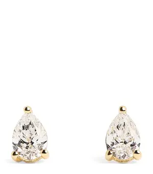 Harrods Diamond Pear Stud Earrings - Gold