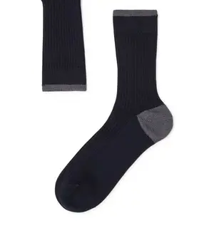 Brunello Cucinelli Cotton Ribbed Mid-calf Socks - Blue