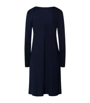 Hanro Cotton Long-sleeve Nightdress - Navy