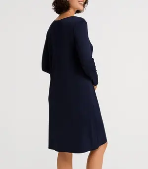 Hanro Cotton Long-sleeve Nightdress - Navy