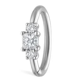MARIA TASH Diamond Princess Single Hoop Earring - White