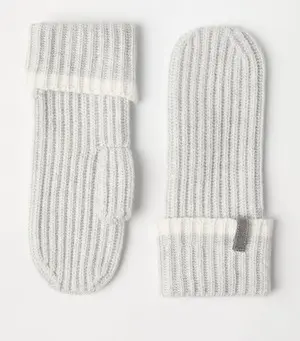 Brunello Cucinelli Cashmere Knitted Mittens - White