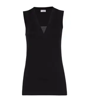 Brunello Cucinelli Stretch-cotton Monili Tank Top - Black