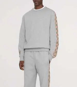 Burberry Cotton Sweatshirt With Check Trim