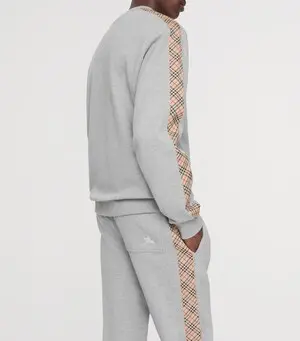 Burberry Cotton Sweatshirt With Check Trim