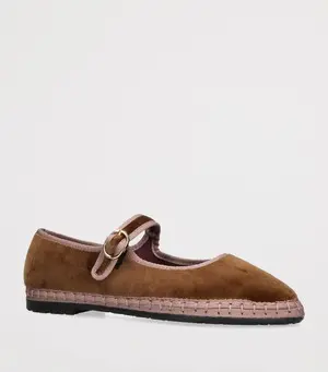 FLABELUS Velvet Balthasar Mary Janes - Brown