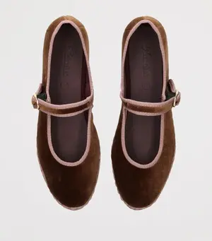 FLABELUS Velvet Balthasar Mary Janes - Brown