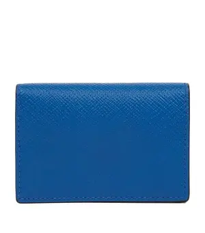Smythson Panama Leather Folded Card Holder - Blue